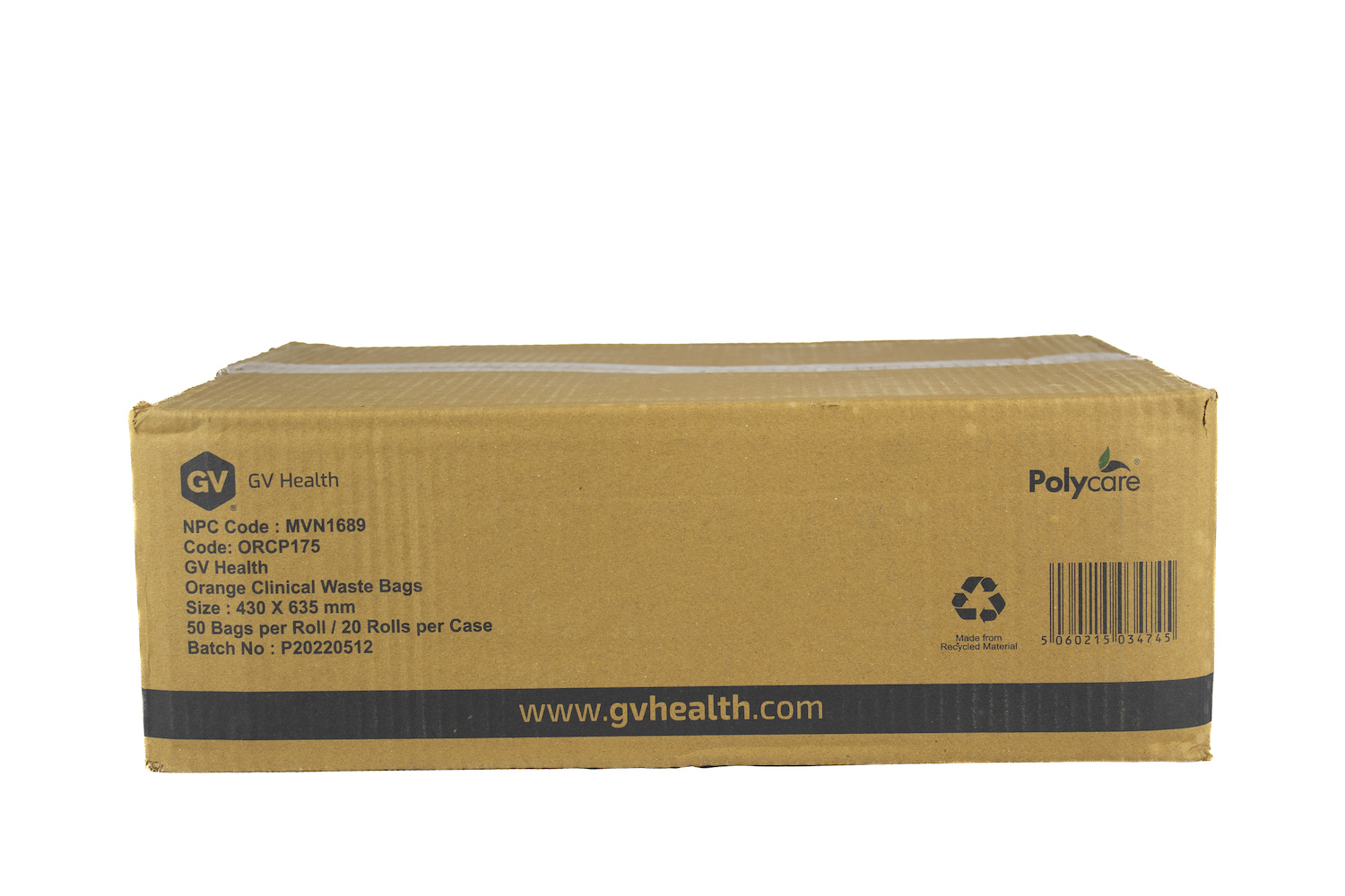 Light Duty Orange Waste Bag - Small - Printed - GV Health