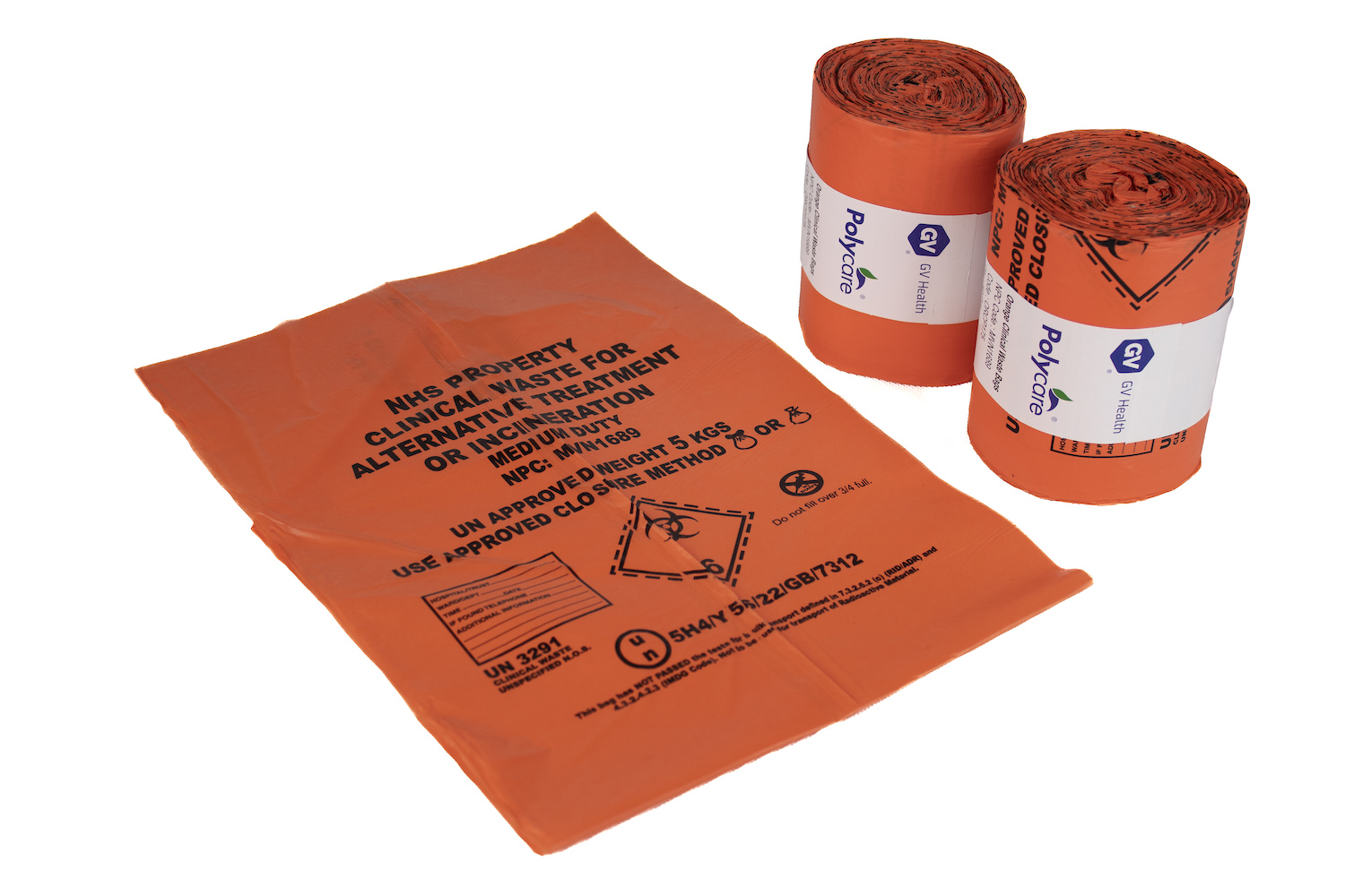 Light Duty Orange Waste Bag - Small - Printed - GV Health