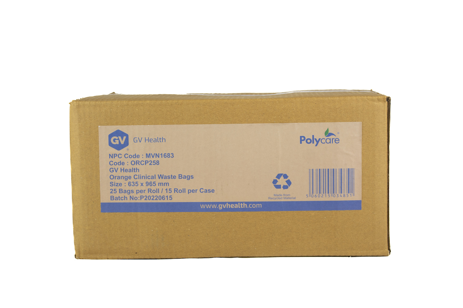 Light Duty Orange Waste Bag - Large - Printed - GV Health