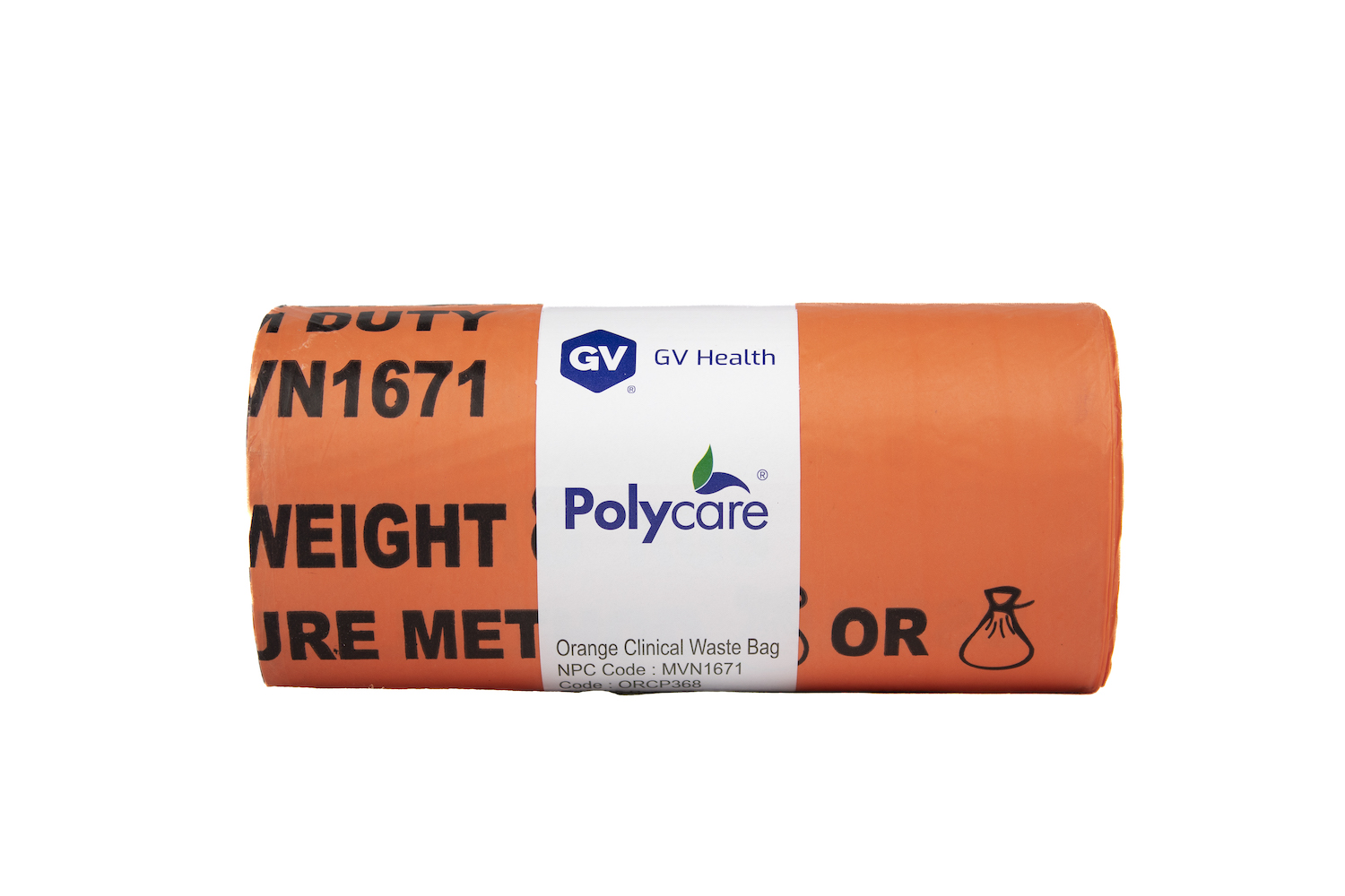 Light Duty Orange Waste Bag - Large - Printed - GV Health