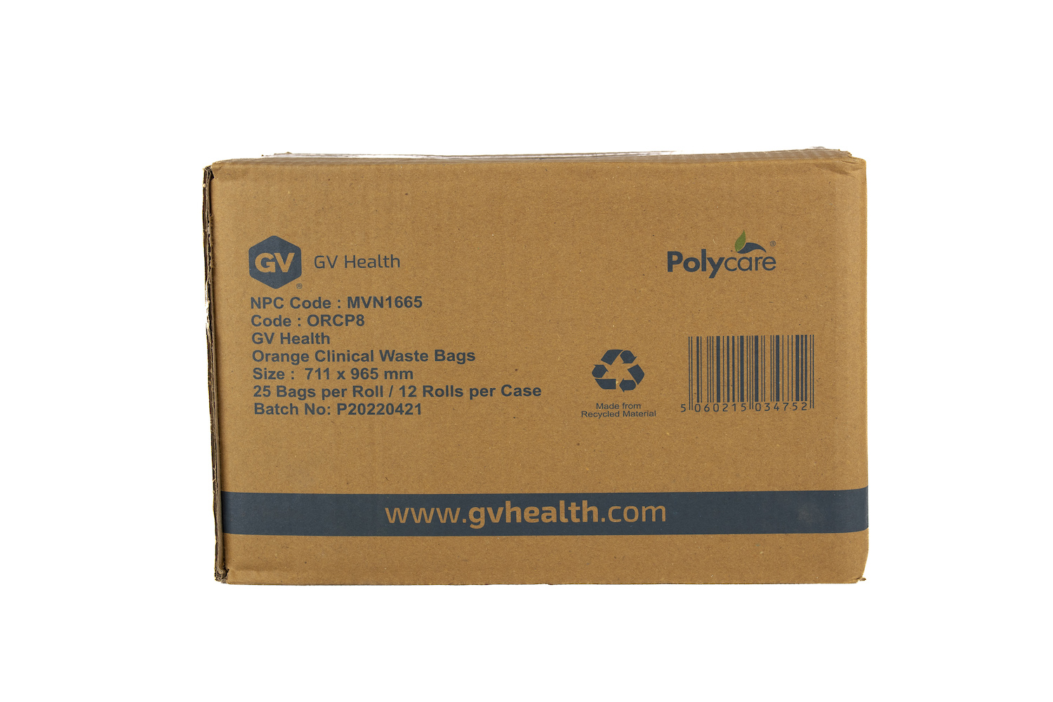 Light Duty Orange Waste Bag - Large - Printed - GV Health