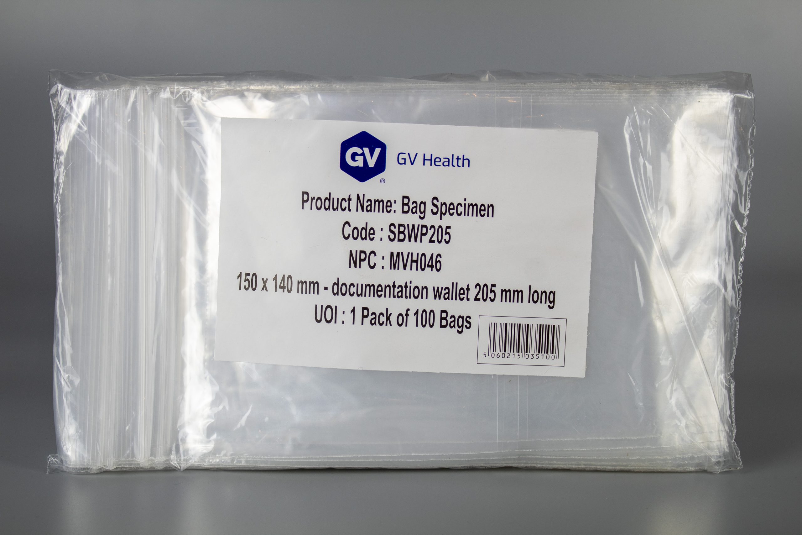 Clear Specimen Bag Resealable Pouch - GV Health